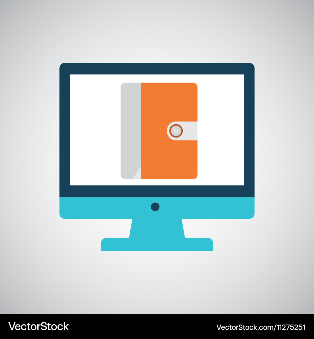 Technology monitor library book icon isolated Vector Image