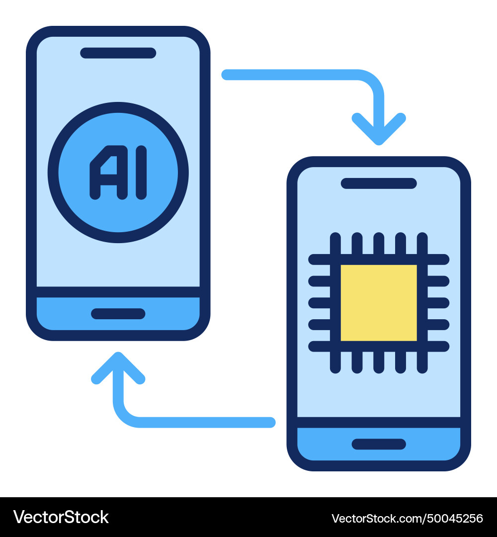 A pair of ai smartphones artificial intelligence Vector Image