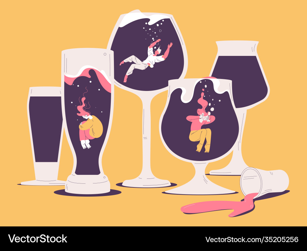 Alcohol Abuse And Addiction Concept Royalty Free Vector
