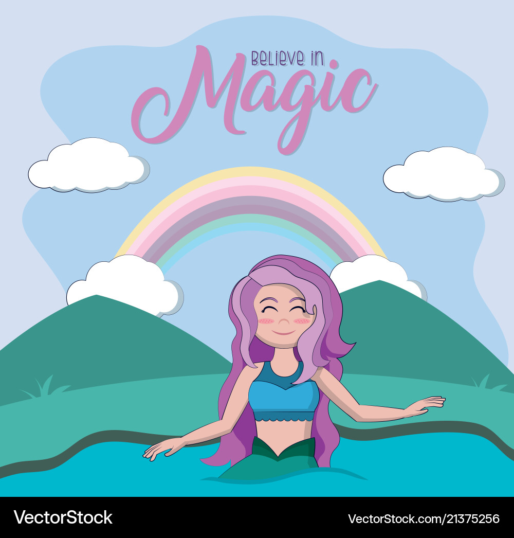 Beautiful and magic mermaid cartoon Royalty Free Vector