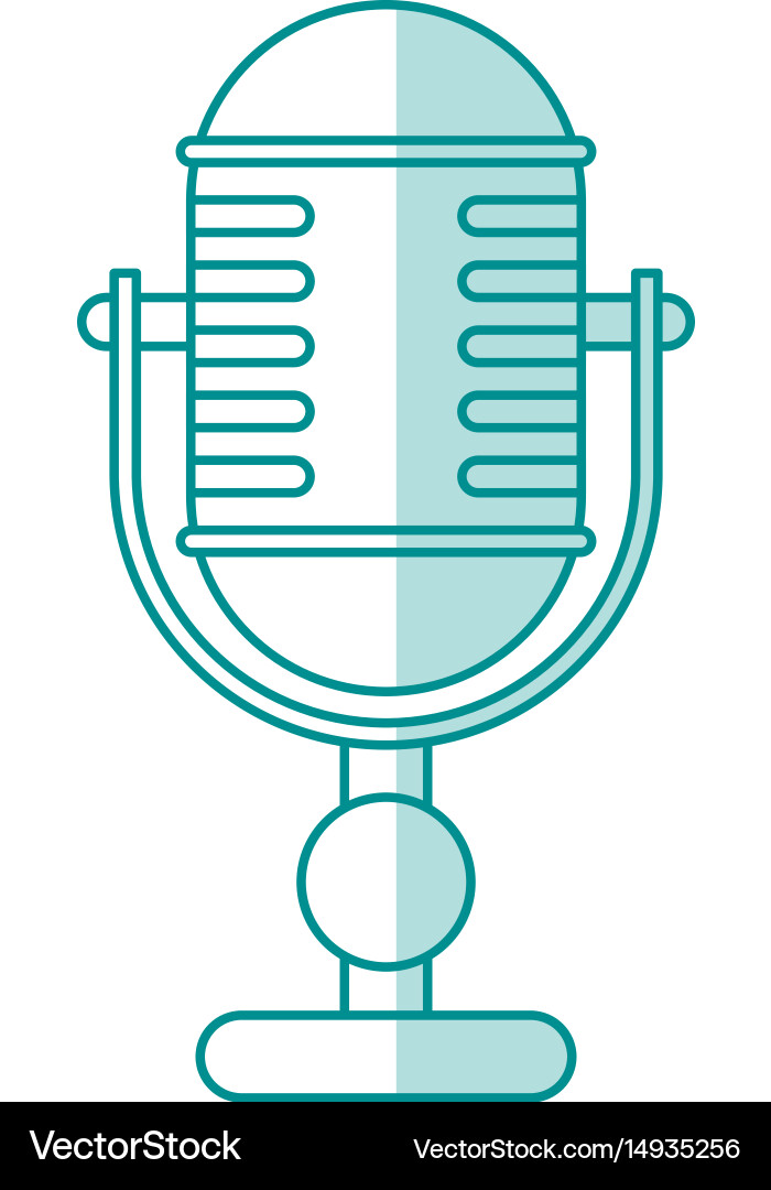 Blue shading silhouette of desk microphone Vector Image