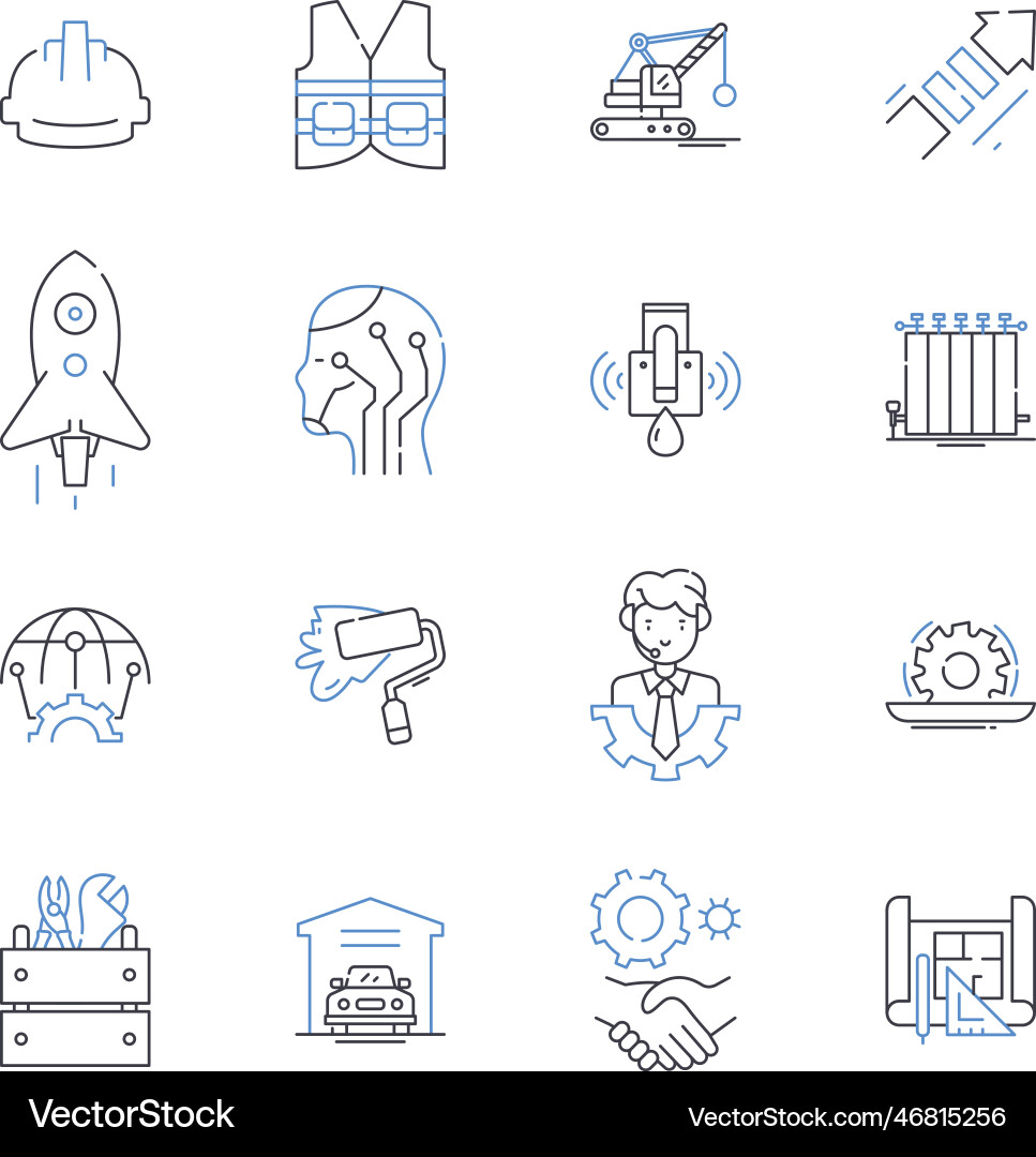 Building management line icons collection Vector Image