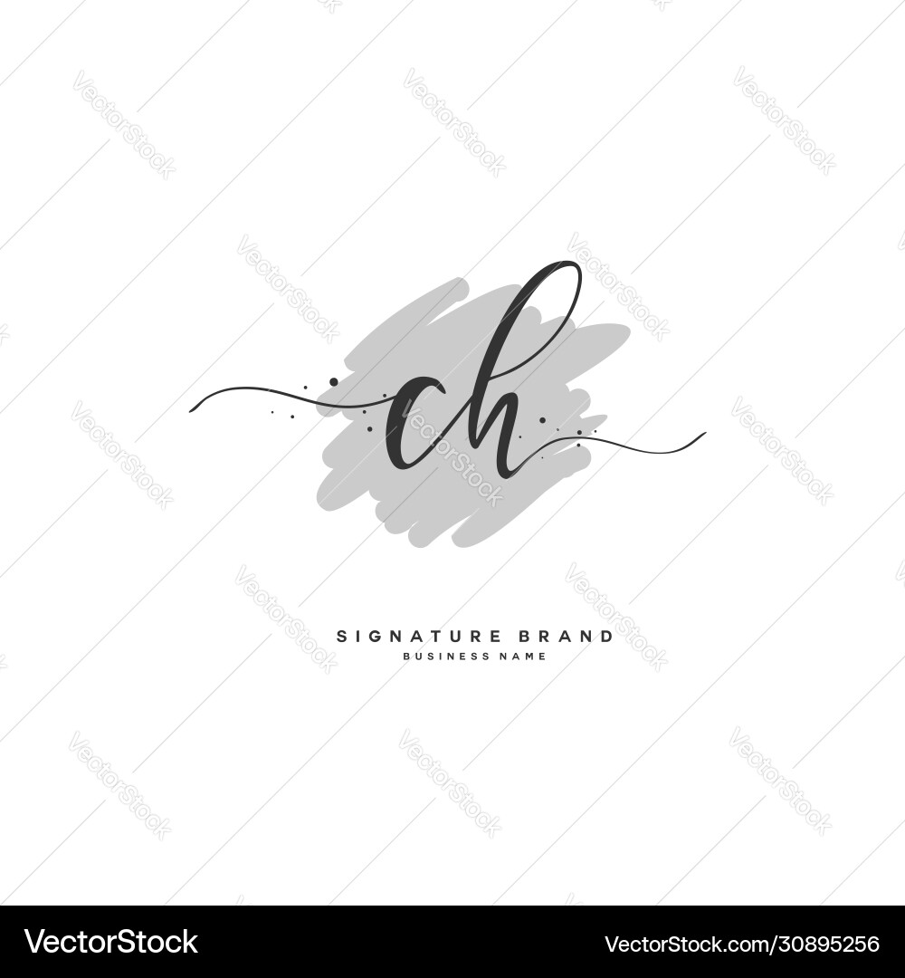 C h ch initial letter handwriting and signature Vector Image