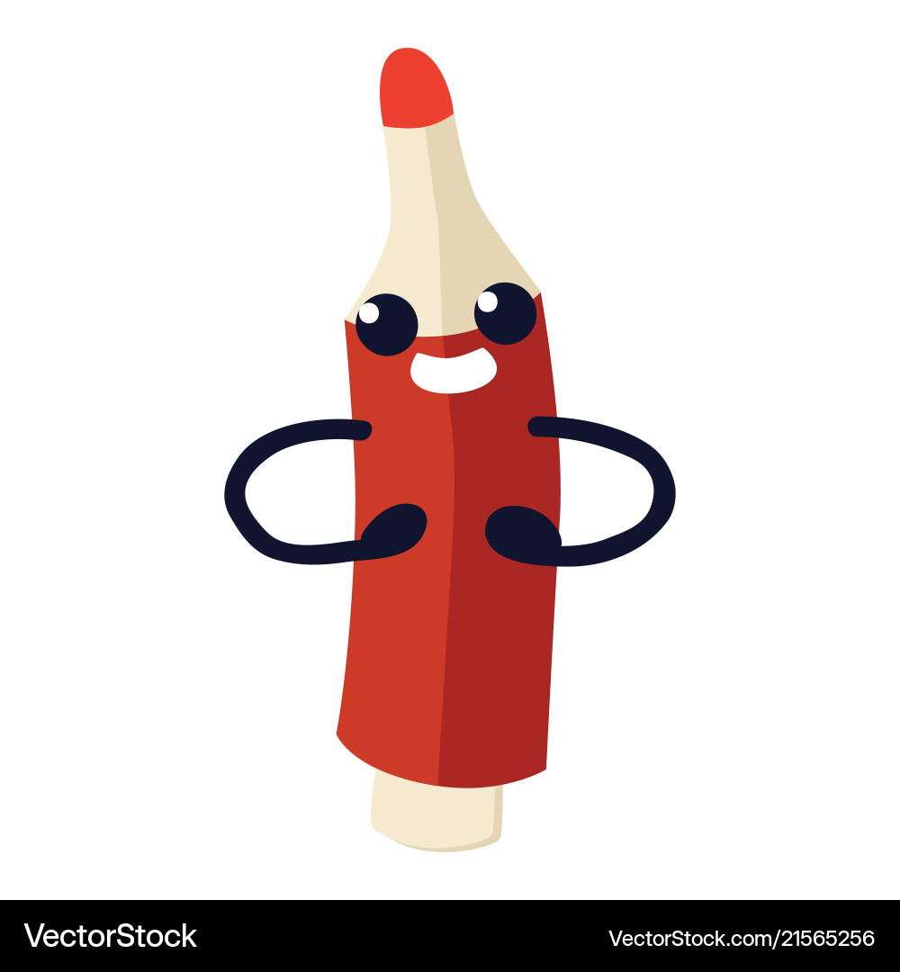 Felt pen flat icon red felt-tip with arms and Vector Image