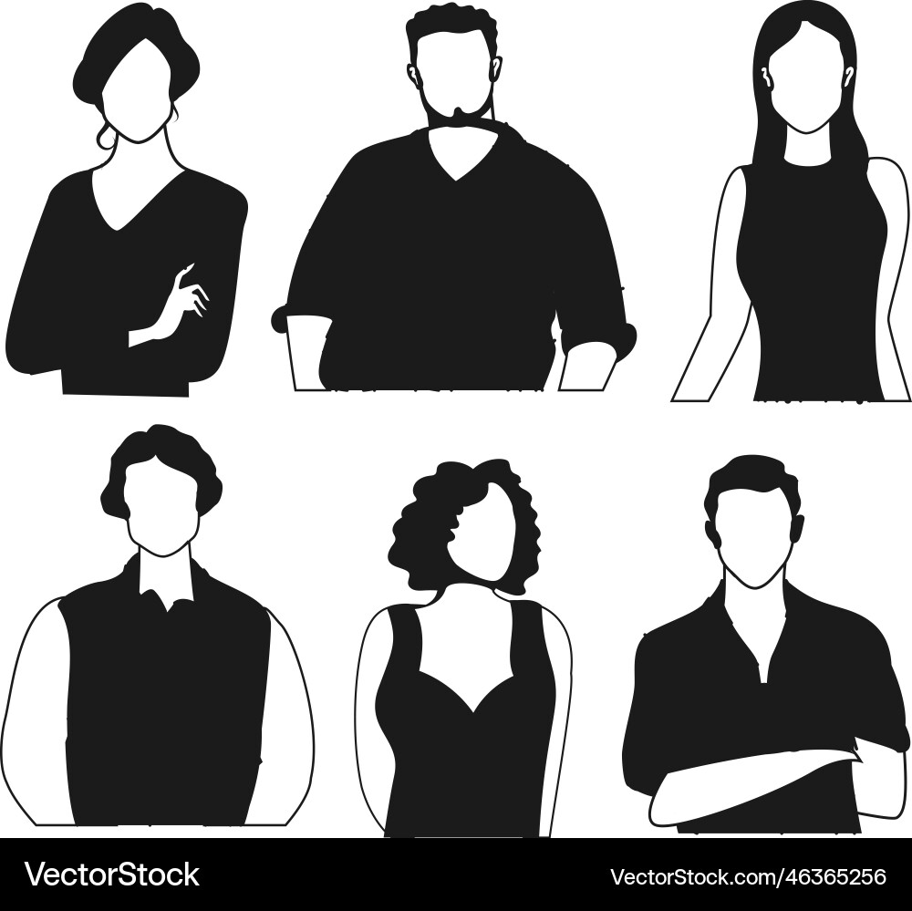Gesture men women silhouette Royalty Free Vector Image