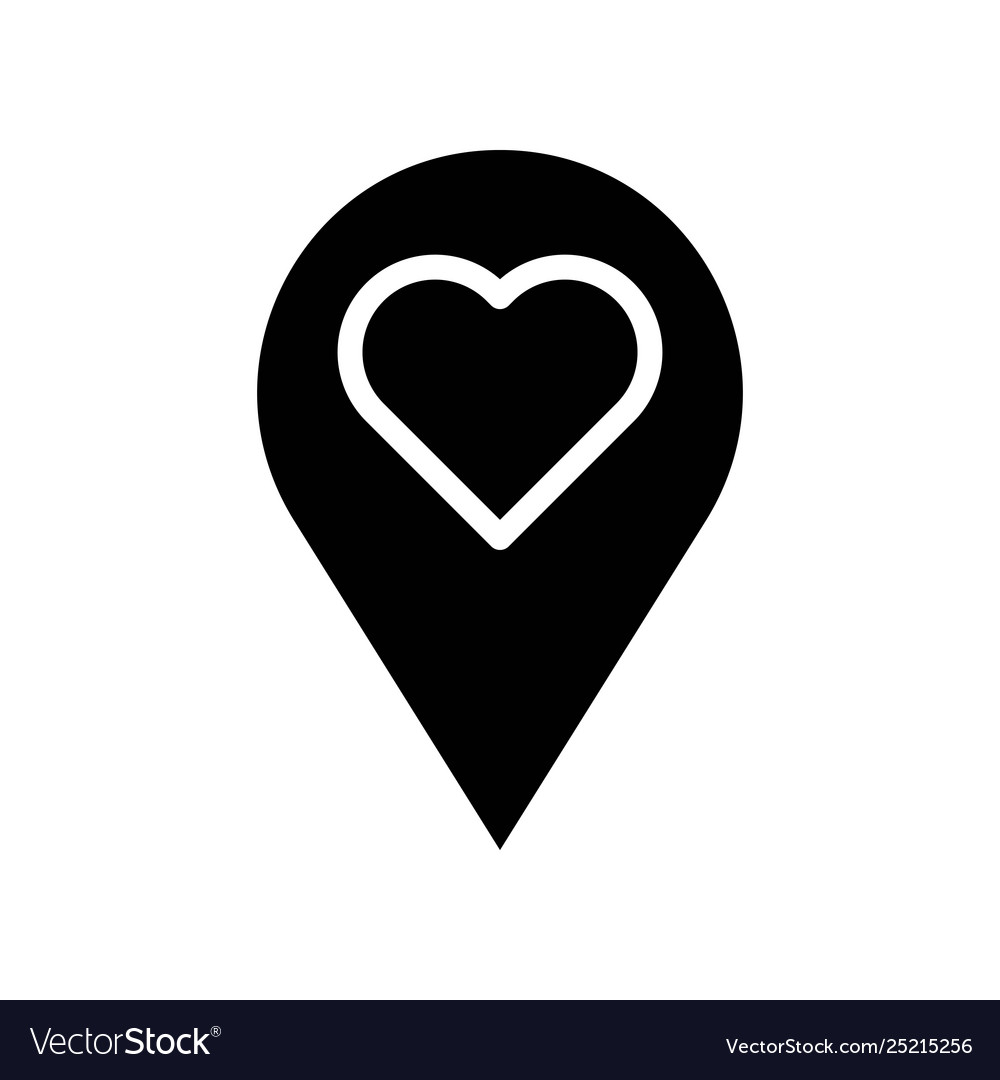 Heart pin isolated solid style icon Royalty Free Vector