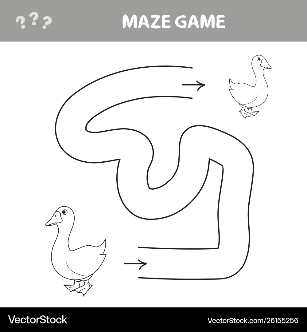 Maze game - goose and kid - game education Vector Image