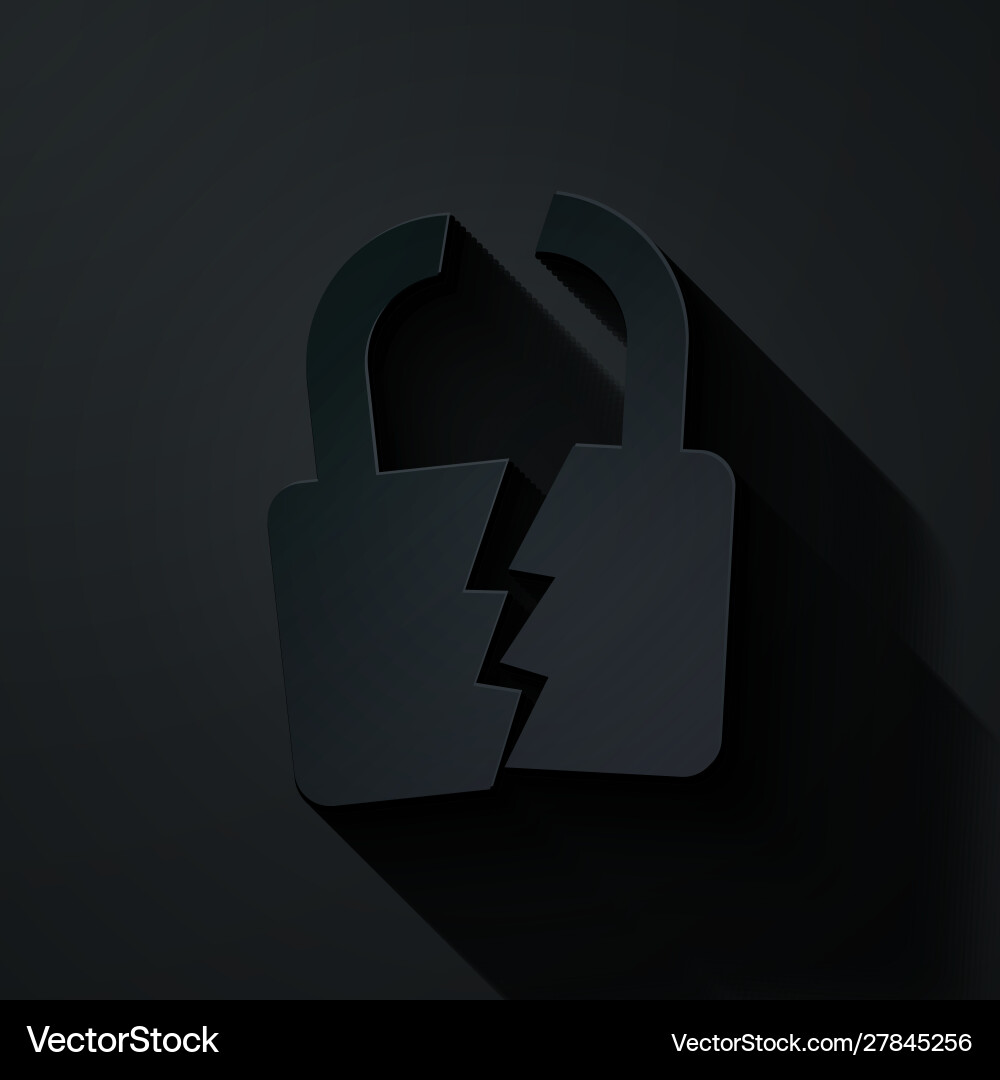 Paper cut broken or cracked lock icon isolated Vector Image