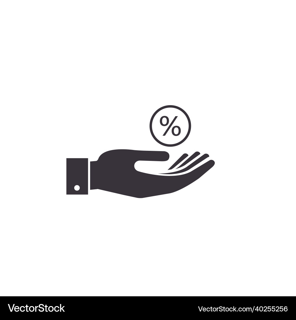 Percentage on hand web icon flat design business Vector Image