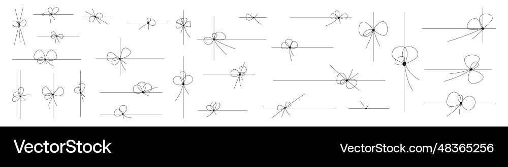 Ribbon for gift bow line icon and present box Vector Image