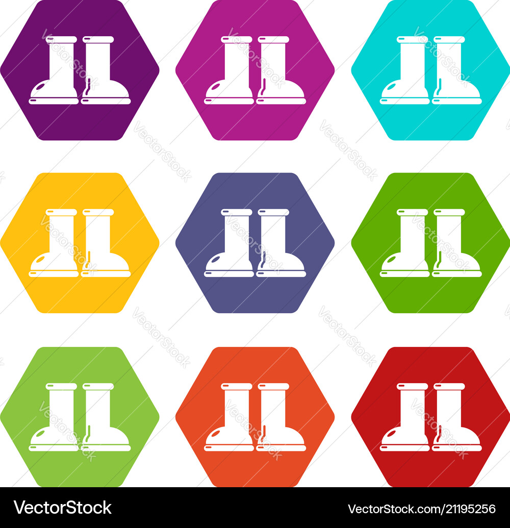 Rubber garden boots icons set 9 Royalty Free Vector Image