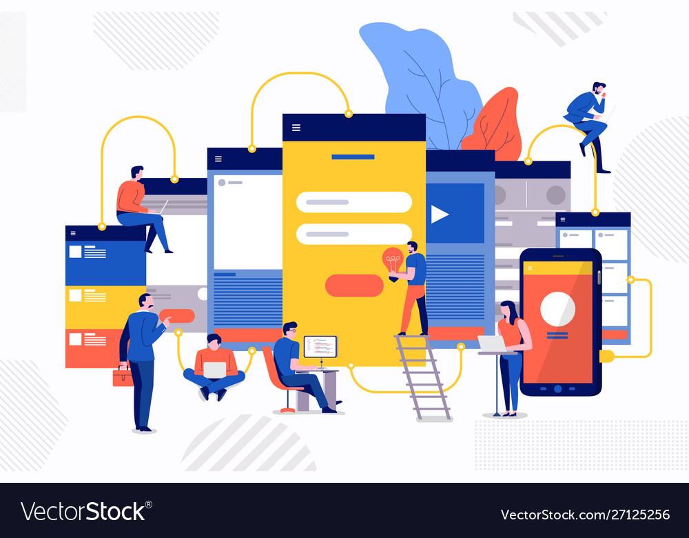 Teamwork development website Royalty Free Vector Image