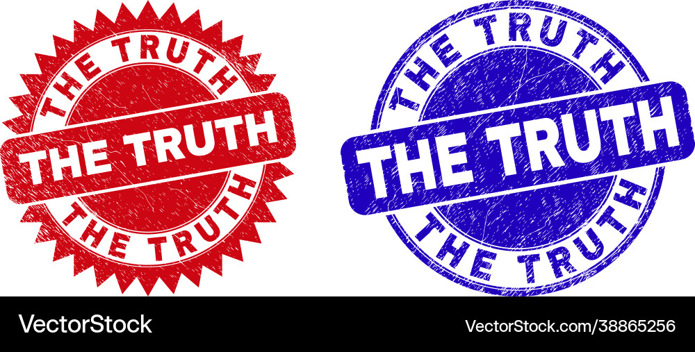 Truth round and rosette stamps with scratched Vector Image