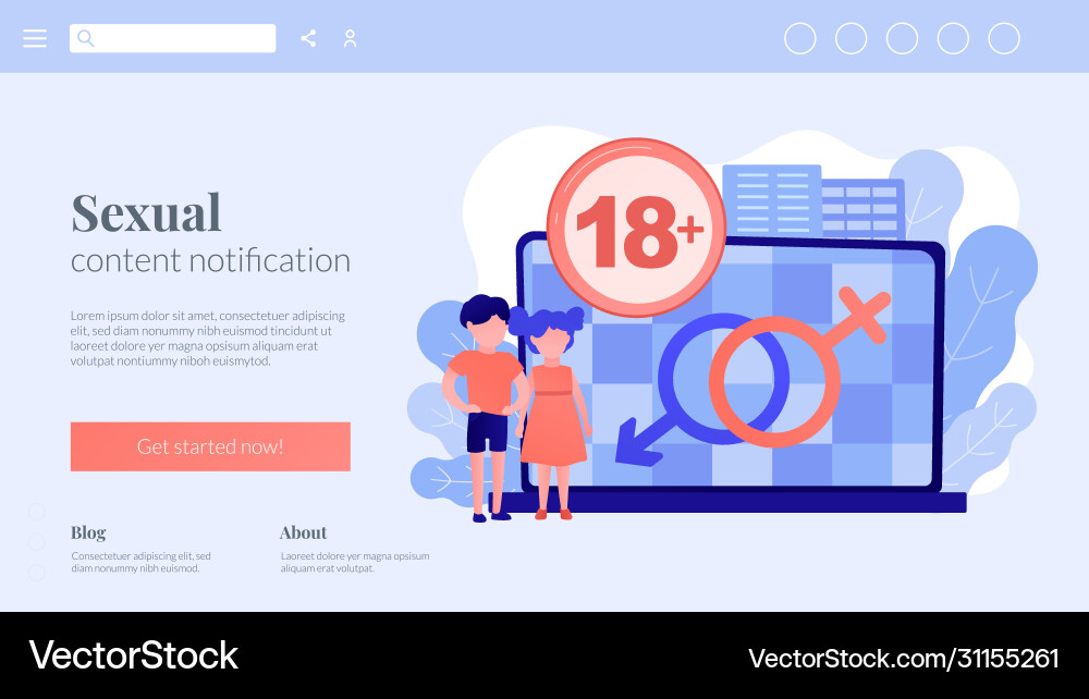 Adult content concept landing page Royalty Free Vector Image