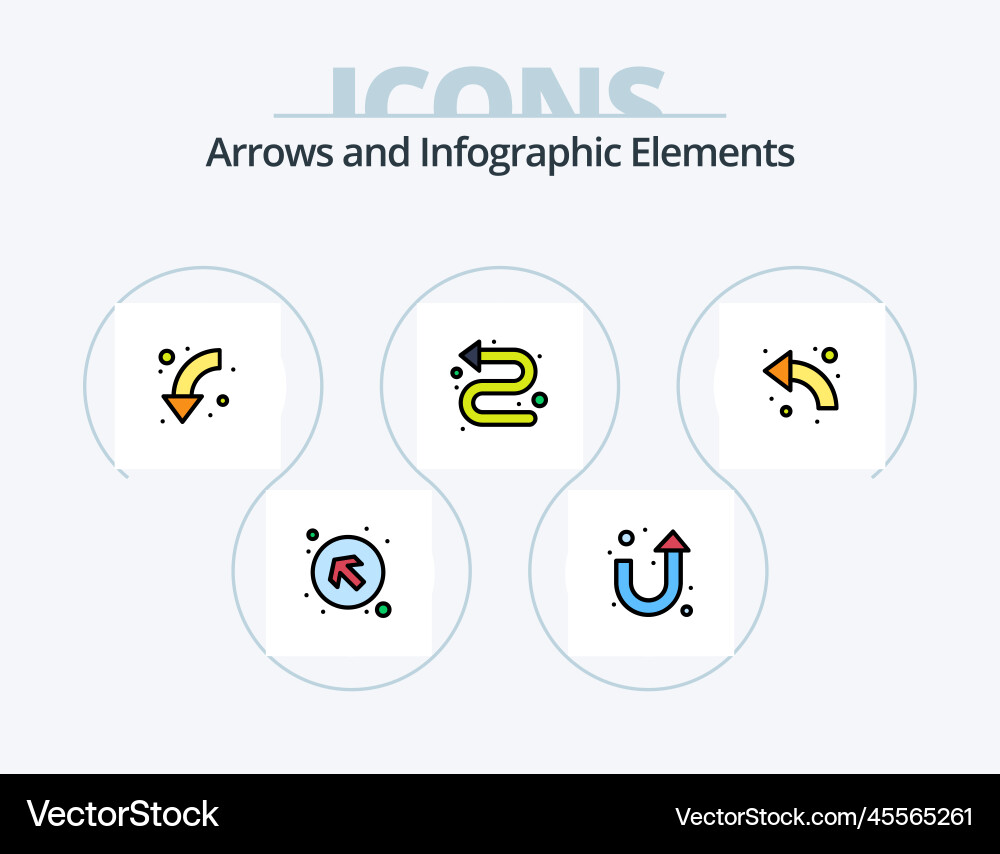Arrow line filled icon pack 5 icon design u turn Vector Image