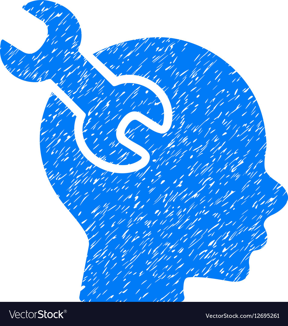 Brain service wrench grainy texture icon Vector Image Brain service wrench grainy texture icon Vector Image