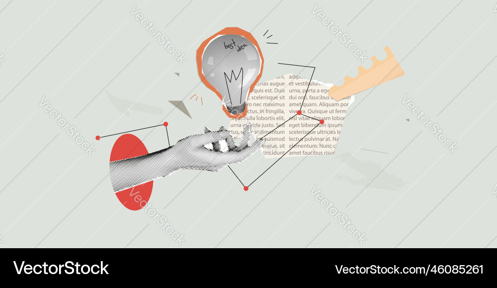 Collage grunge banner a hand cut out Royalty Free Vector