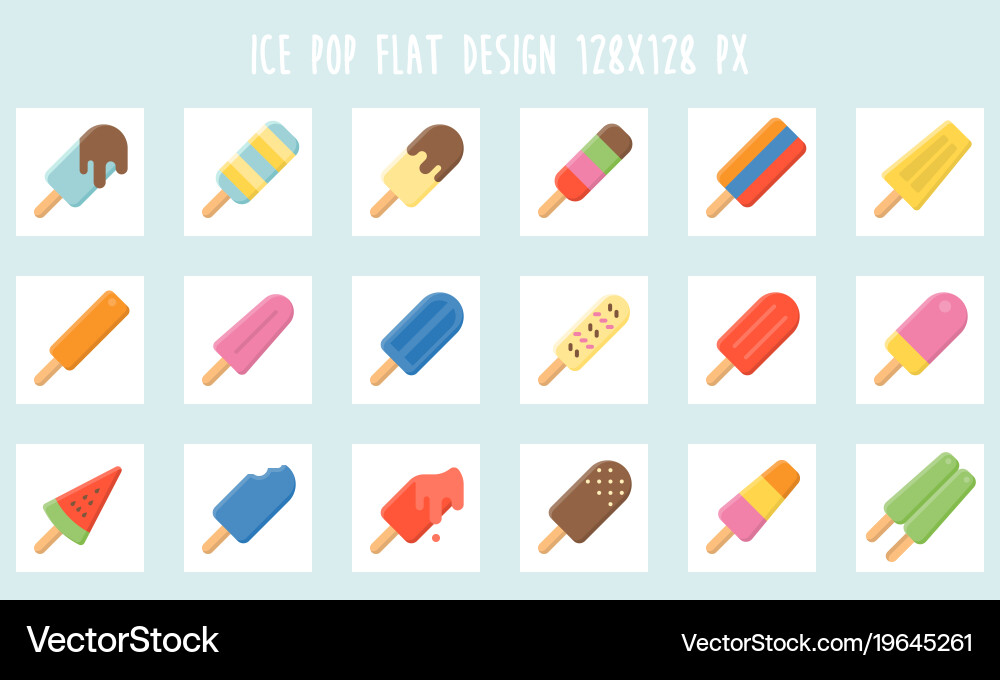 Colorful ice cream bar icon set flat design Vector Image