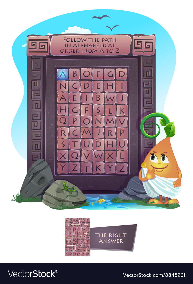 Follow the path in alphabetical order from a to z Vector Image