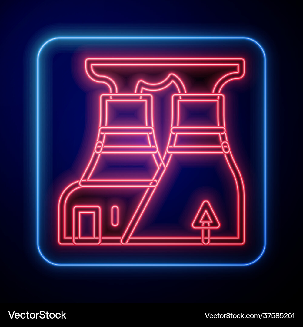 Glowing neon nuclear power plant icon isolated Vector Image