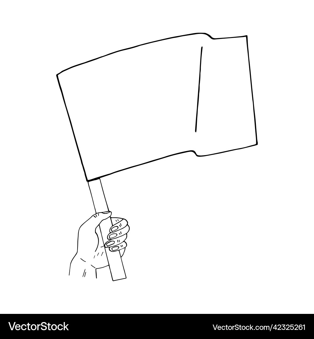 Hand holding a flag drawn in doodle style Vector Image
