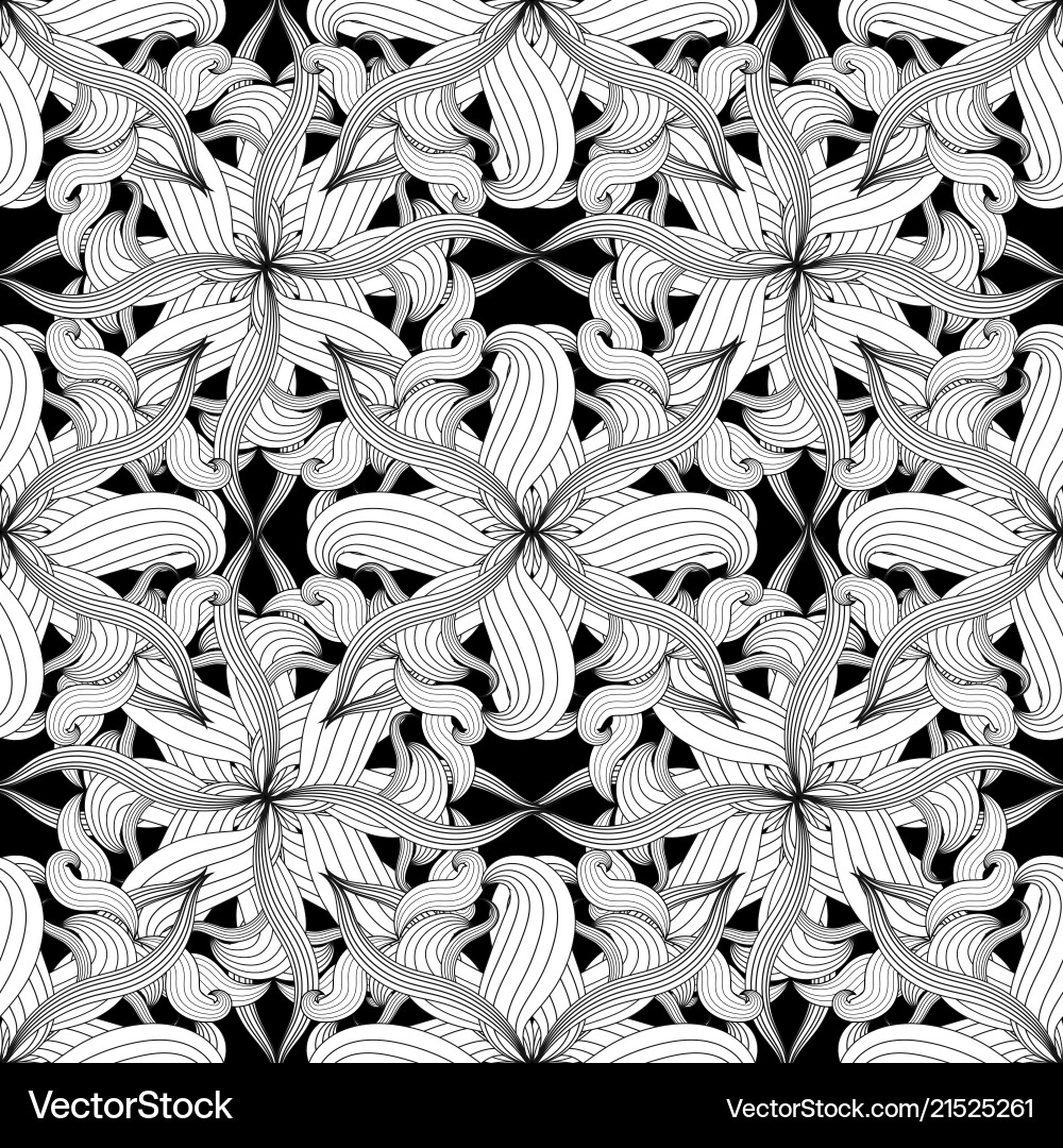 Intricate abstract black and white floral Vector Image