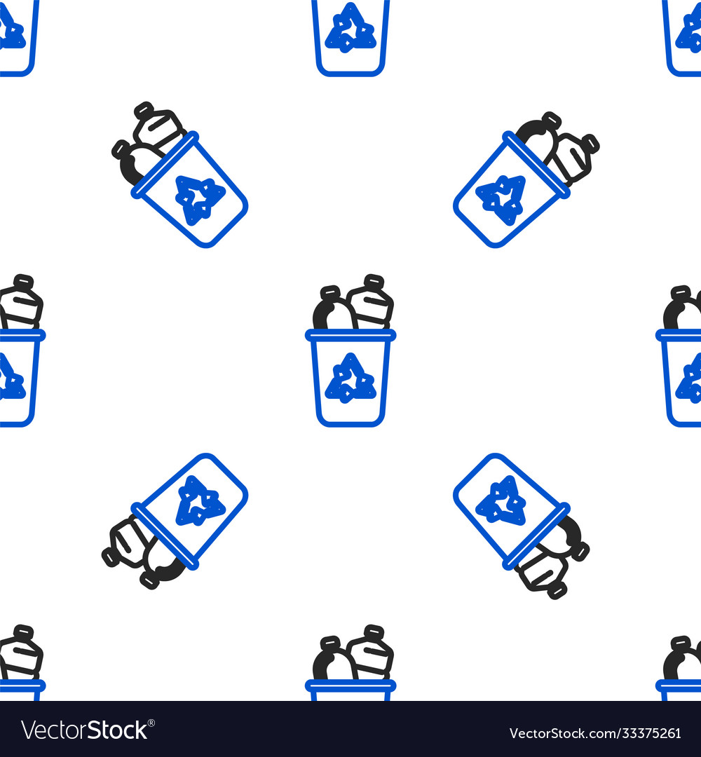 Line recycle bin with recycle symbol icon isolated