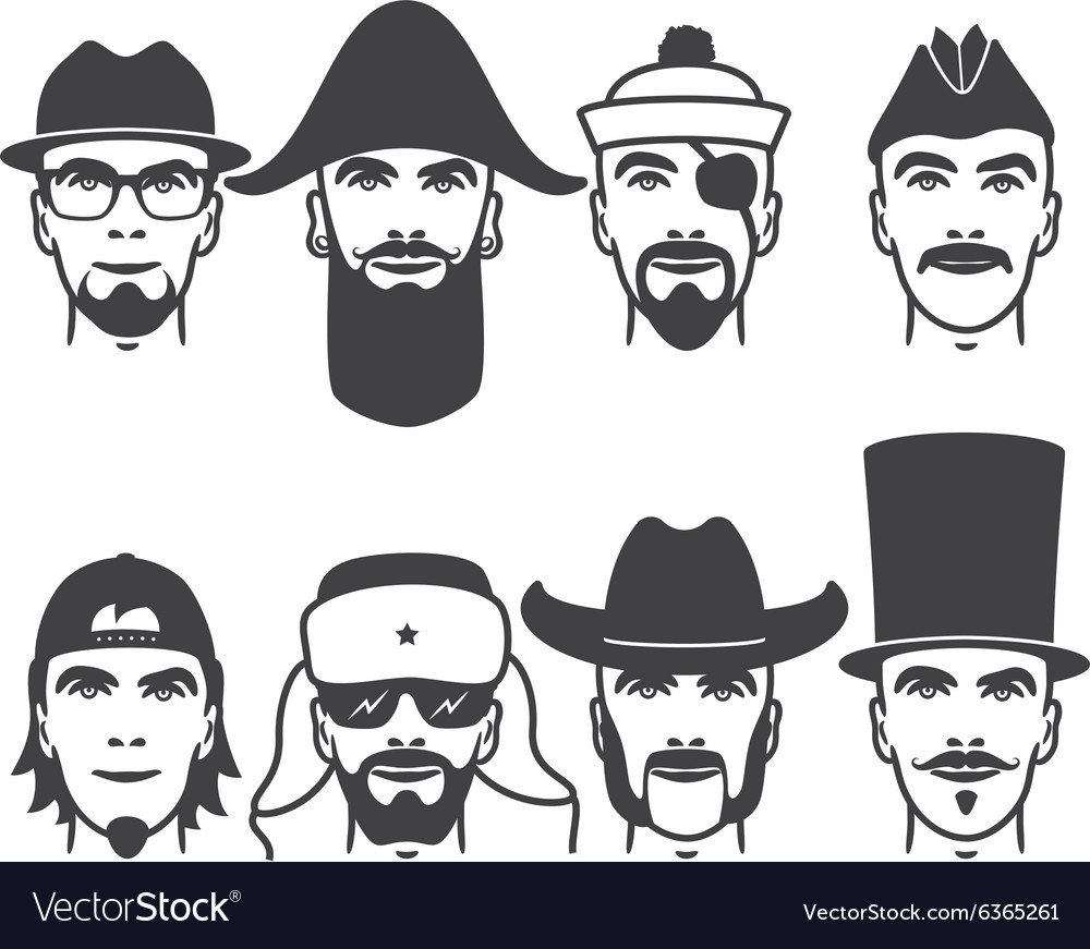 Man faces set Royalty Free Vector Image - VectorStock