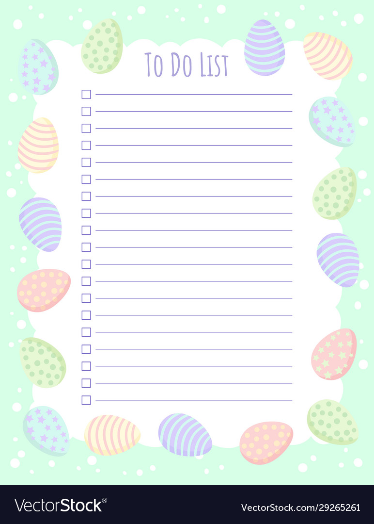 Planner to do list template with easter eggs Vector Image