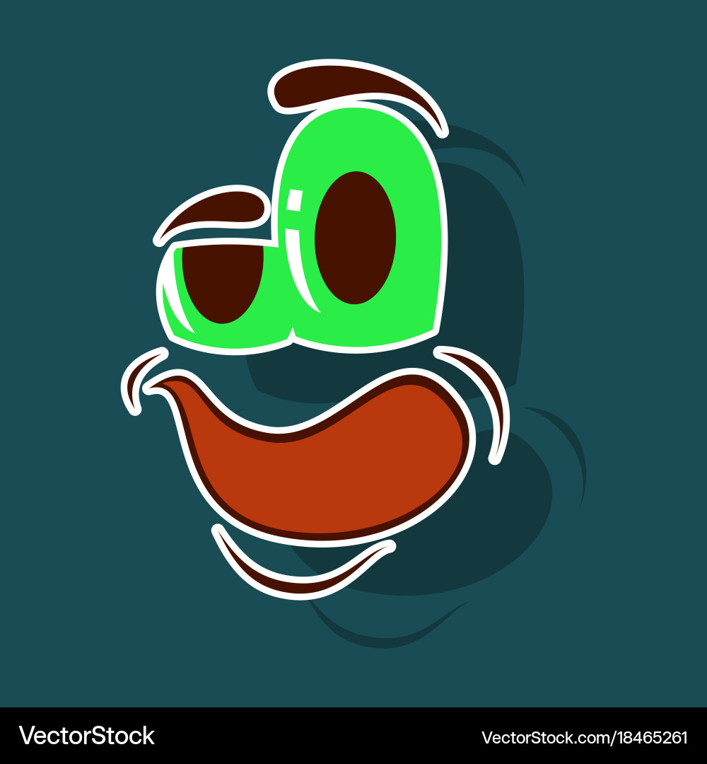 Realistic paper sticker on theme cartoon face Vector Image