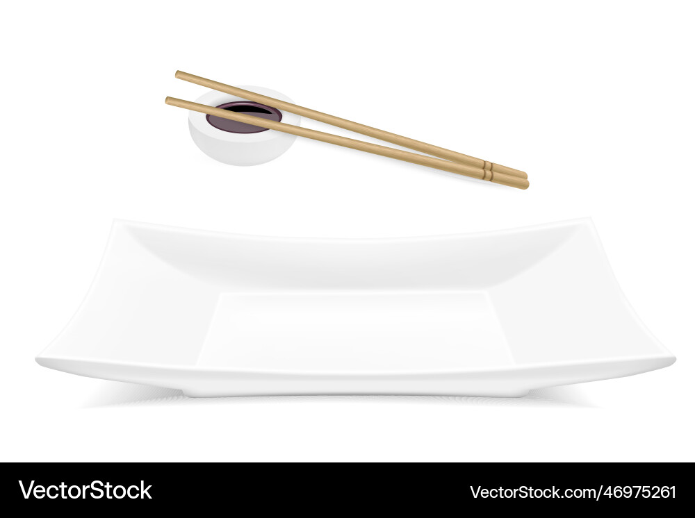 Realistic sushi items square porcelain plate Vector Image