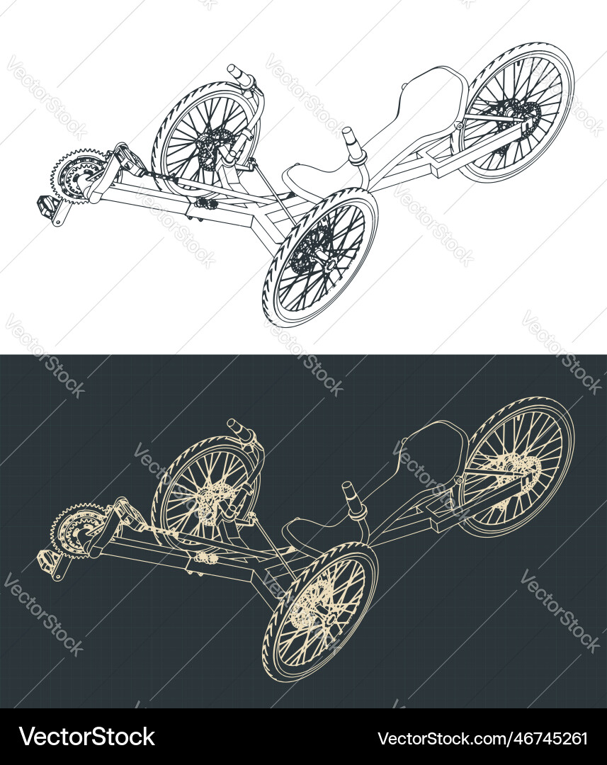 Recumbent bike blueprints Royalty Free Vector Image