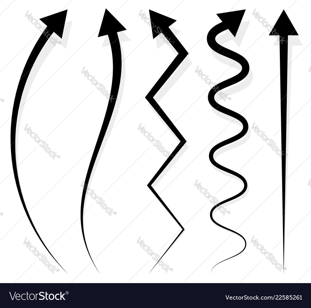 Set 5 different long vertical arrow elements Vector Image