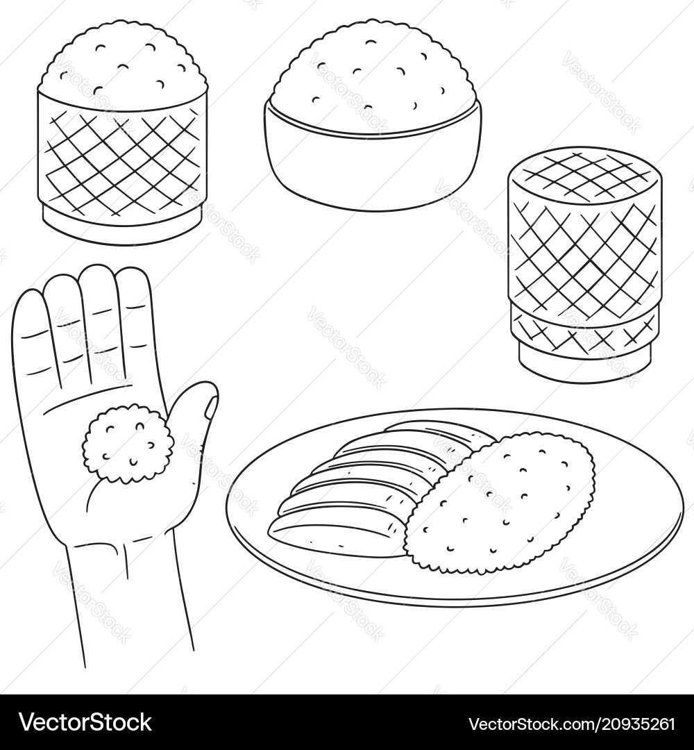 Set of sticky rice Royalty Free Vector Image - VectorStock