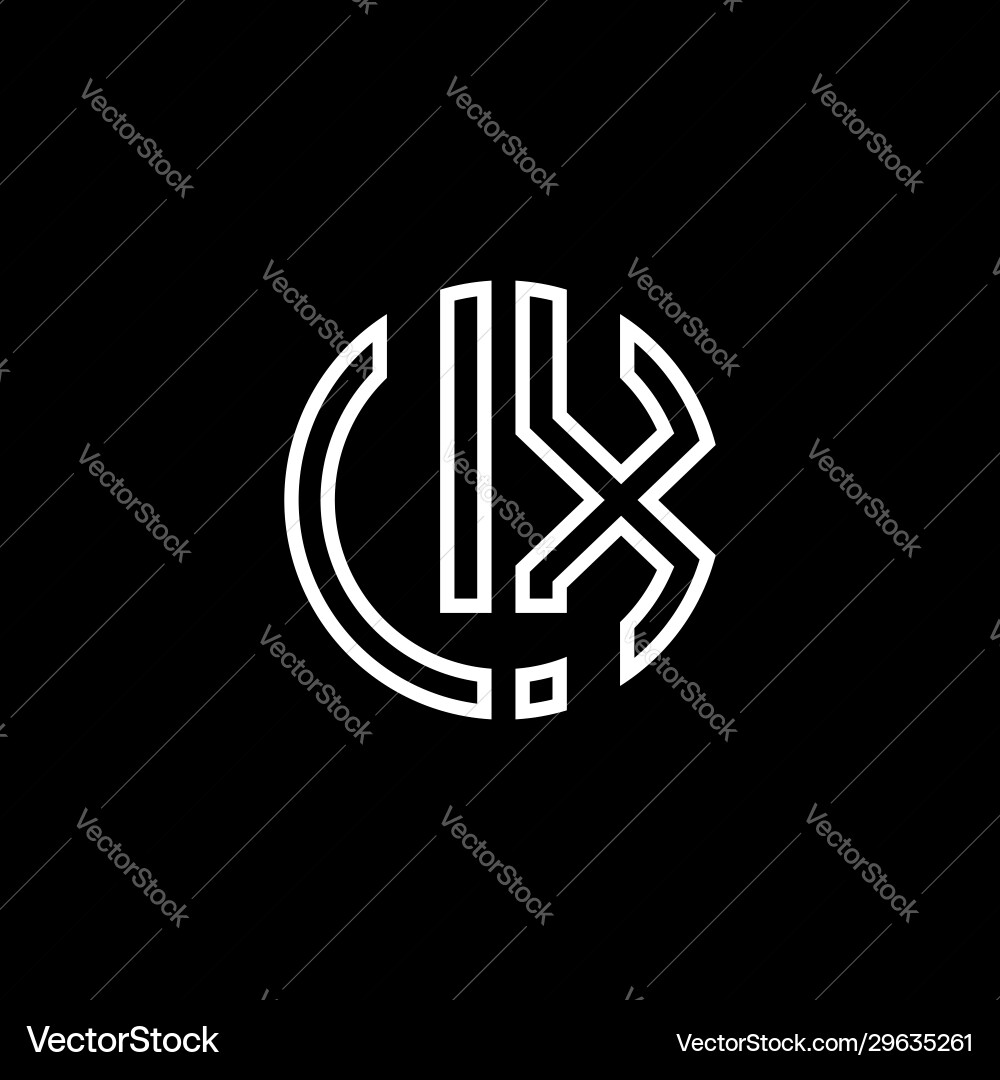 Ux monogram logo circle ribbon style outline Vector Image