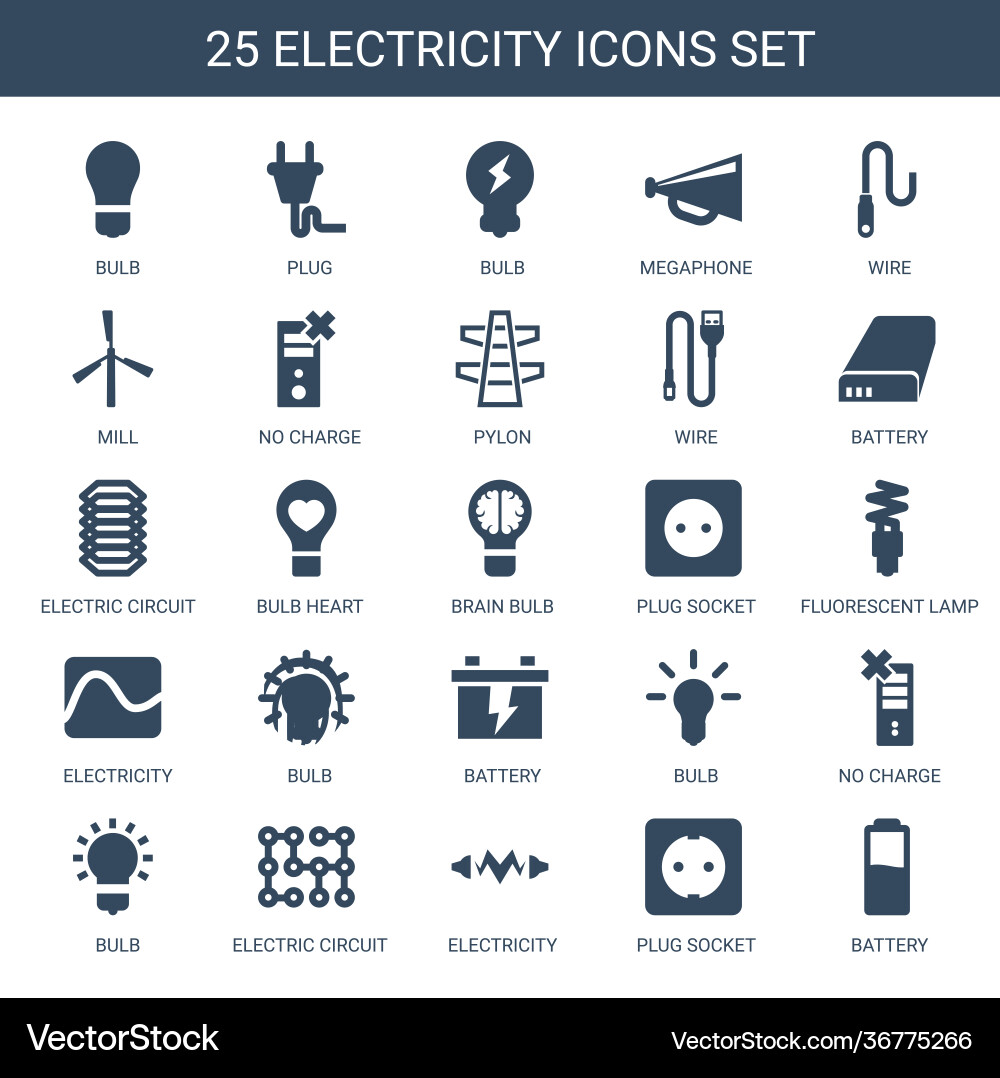 25 electricity icons Royalty Free Vector Image