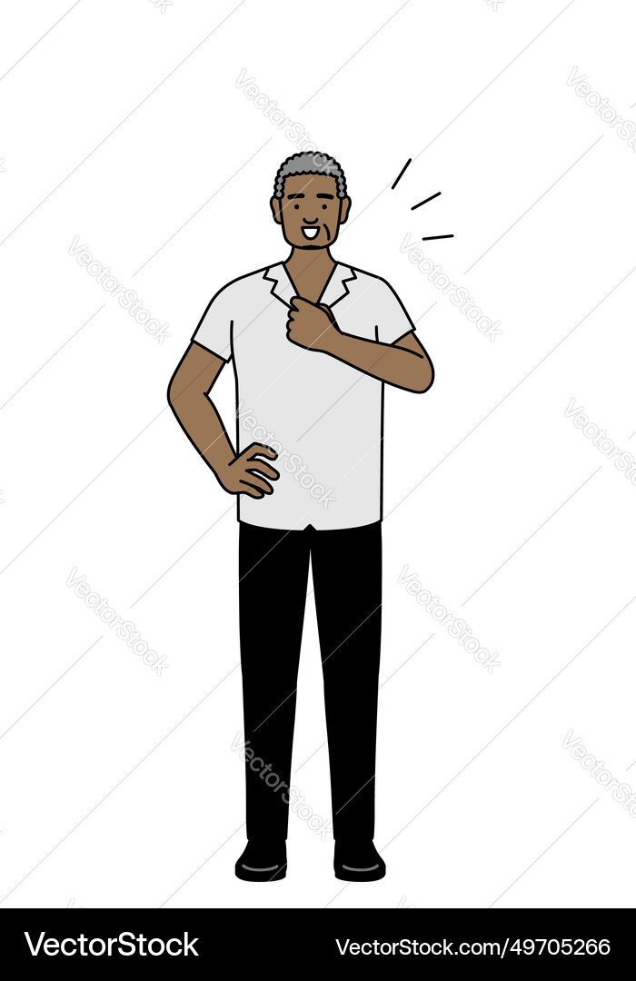 African senior man tapping his chest Royalty Free Vector