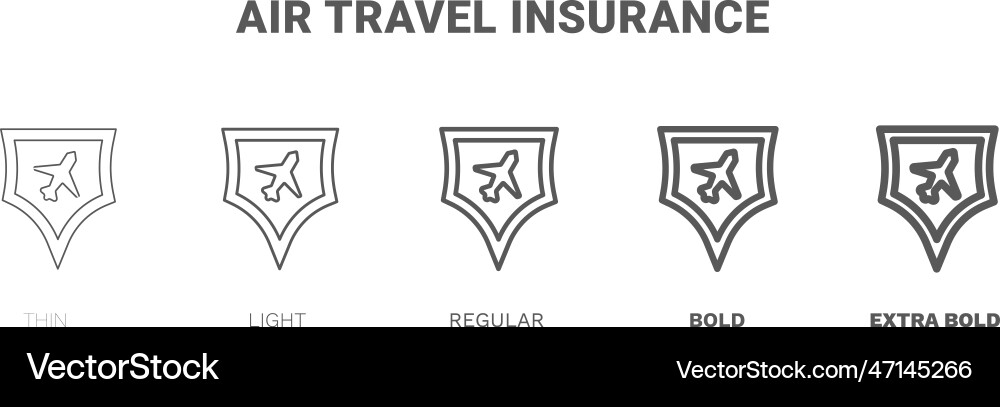Air travel insurance icon thin regular bold Vector Image