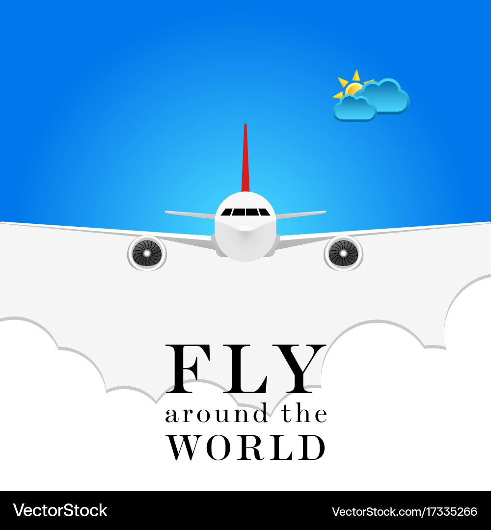 Airplane with fly around the world Royalty Free Vector Image