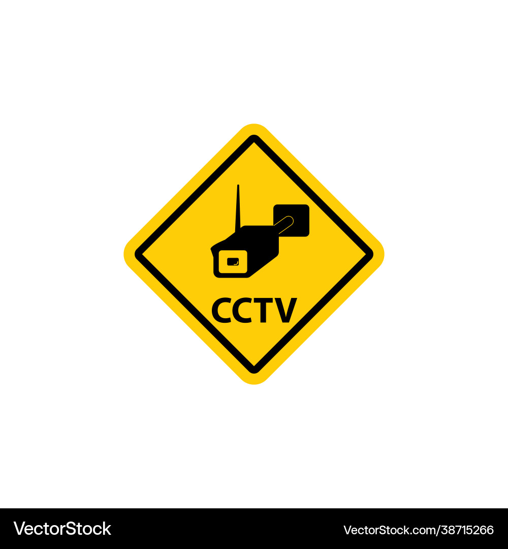 Cctv yellow rhomb-shaped sign Royalty Free Vector Image