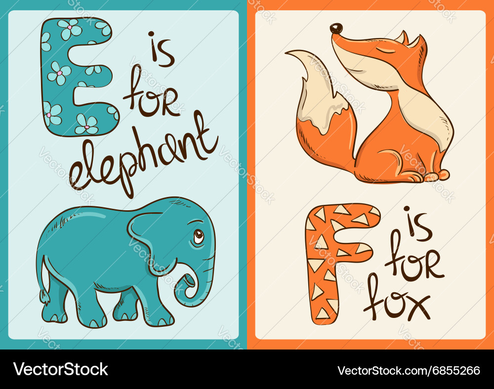 Children alphabet with funny animals elephant Vector Image