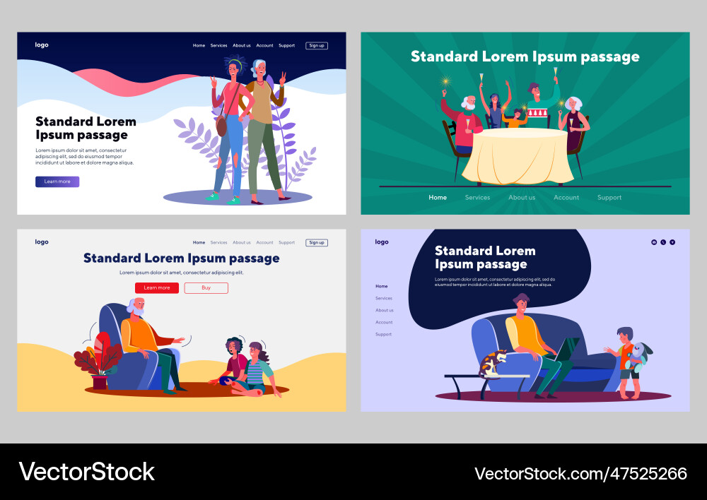 Family gathering together set Royalty Free Vector Image