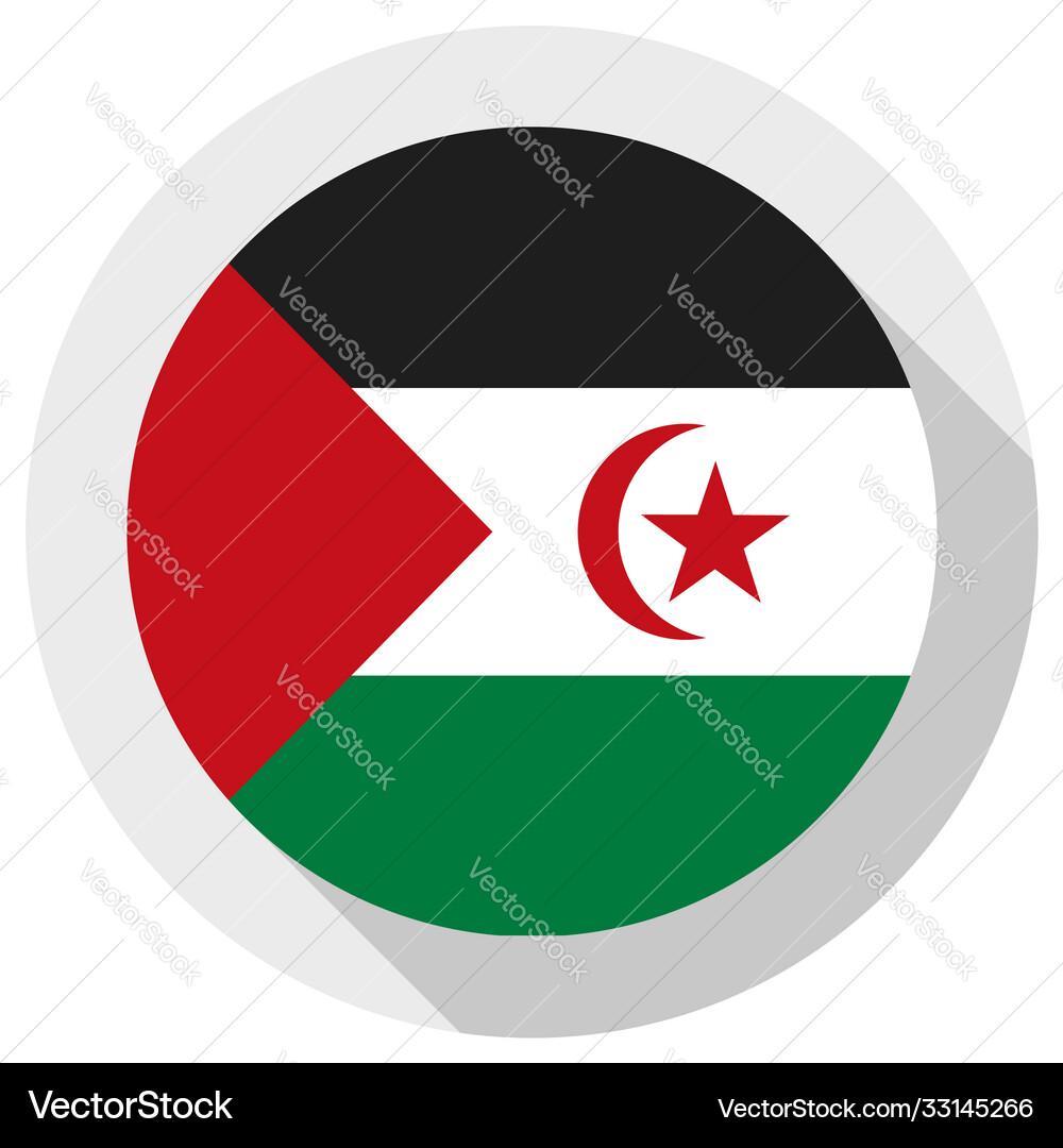Flag western sahara round shape icon on white Vector Image