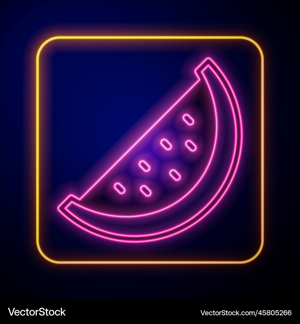 Glowing neon watermelon icon isolated on black Vector Image