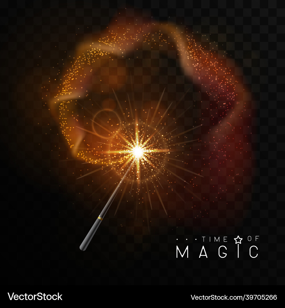 Magic wand with golden glowing shiny trail Vector Image