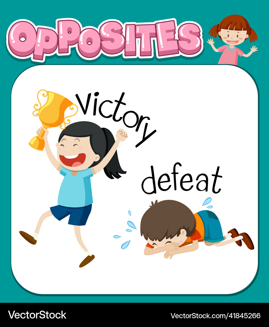 Opposite words for victory and defeat Royalty Free Vector