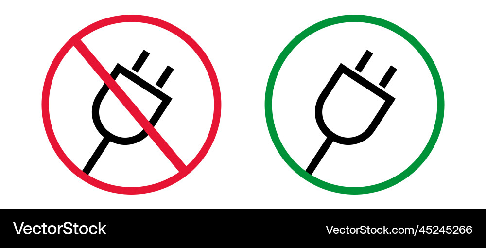 Prohibited and permitted use of electrical outlet Vector Image