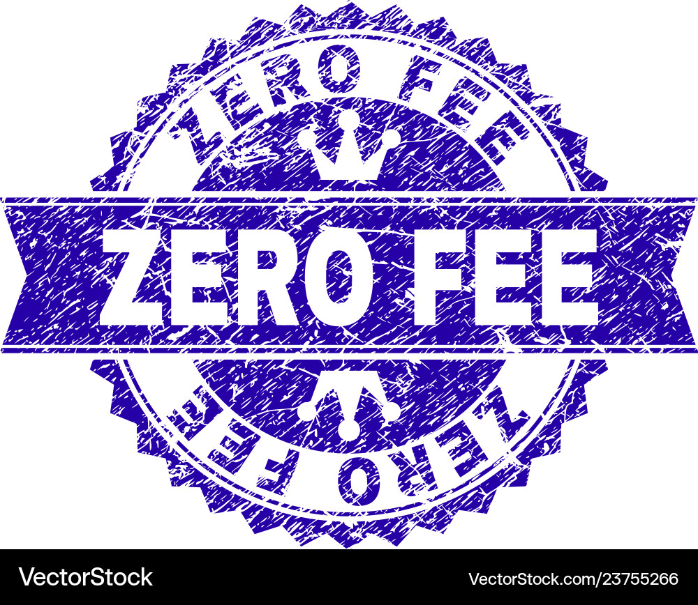 Scratched textured zero fee stamp seal with ribbon