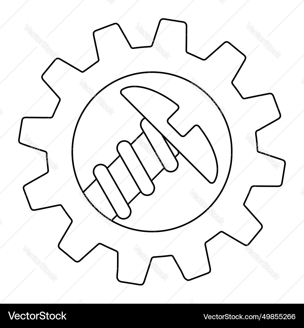 Screw on gear icon work tool sign symbol Vector Image