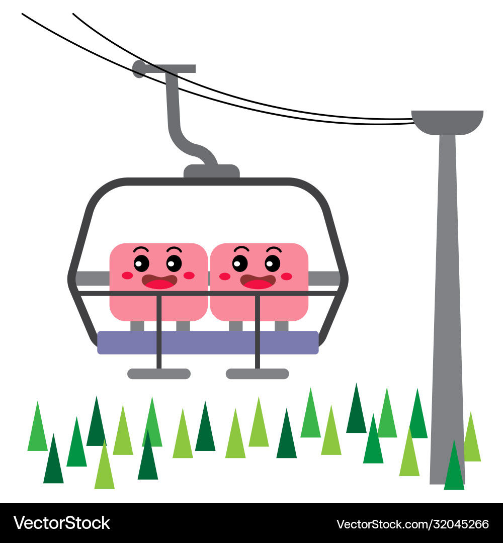 Ski lift transportation cartoon character side Vector Image